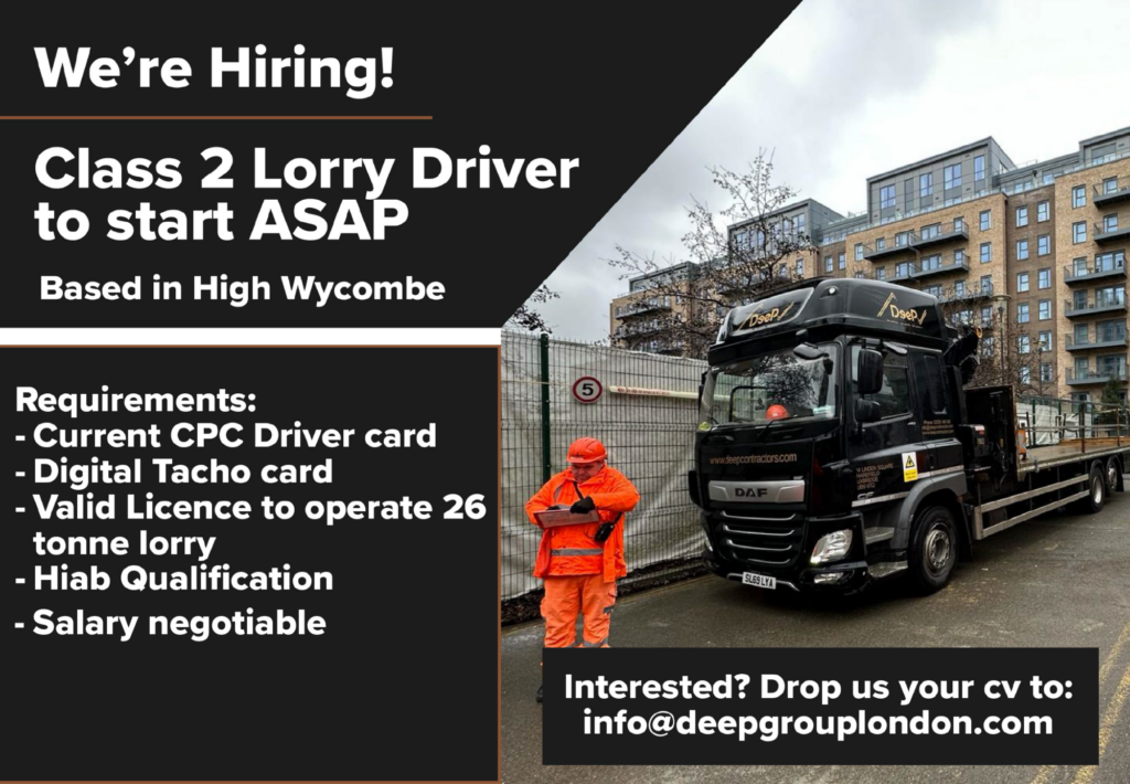 We're Hiring, Class 2 lorry driver required ASAP - Deep Group London Ltd